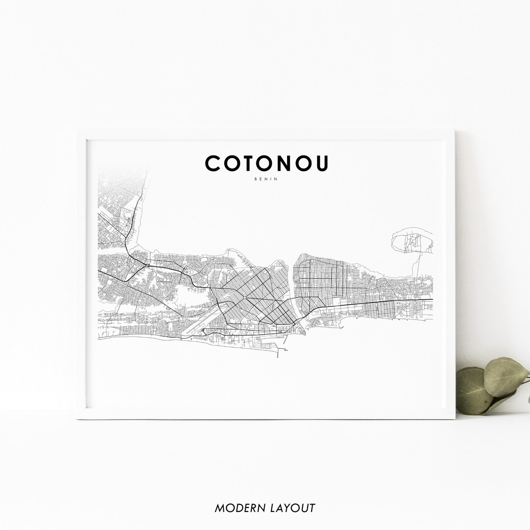 Impresión de mapas de Cotonou Benin, cartel de arte del mapa, Kutonou ...