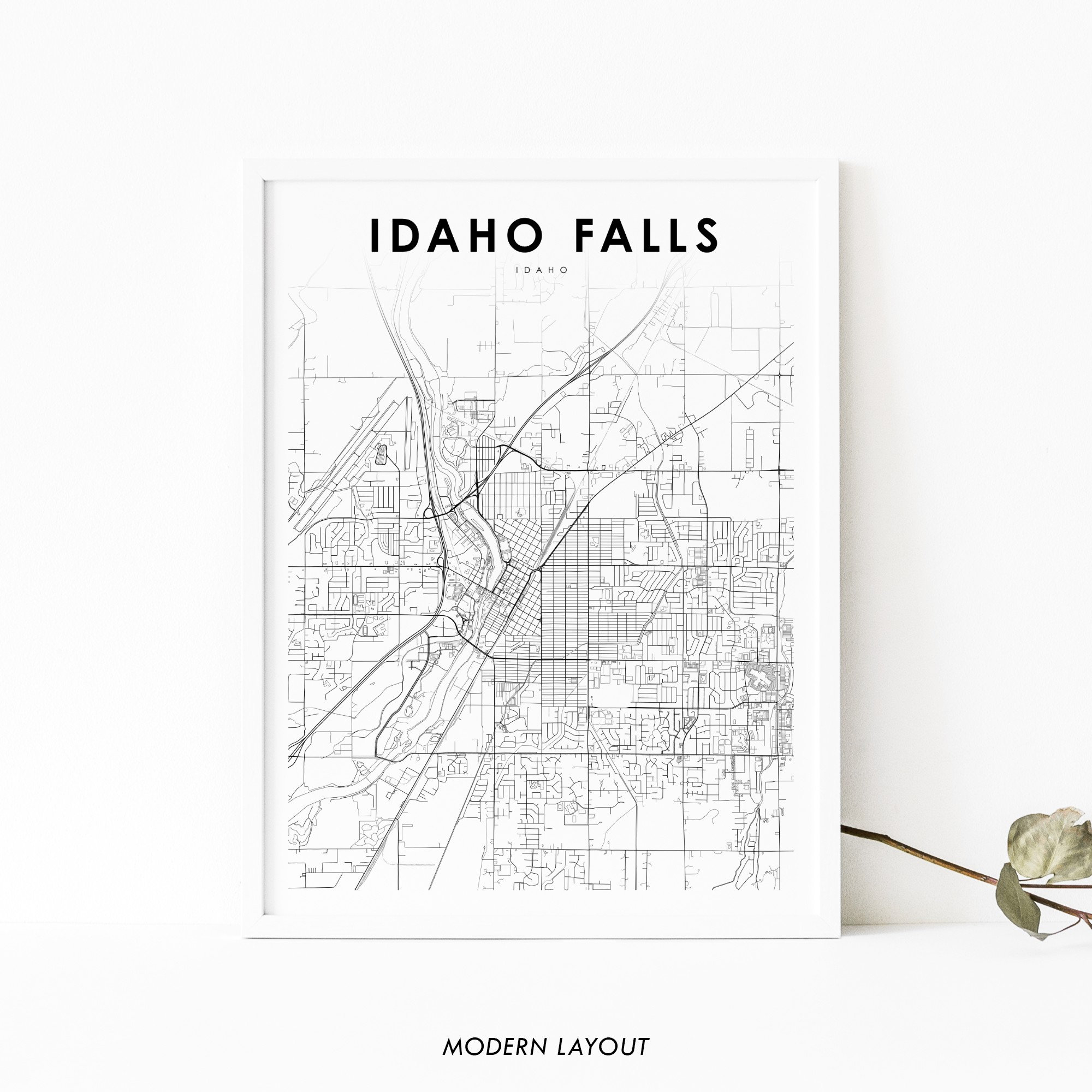 Idaho Falls ID Map Print, Idaho USA Map Art Poster, Bonneville, City ...