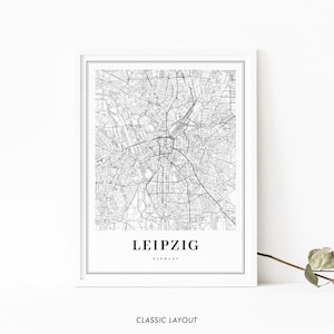 Leipzig Germany Map Print, Map Art Poster, Saxony, City Street Road Map ...