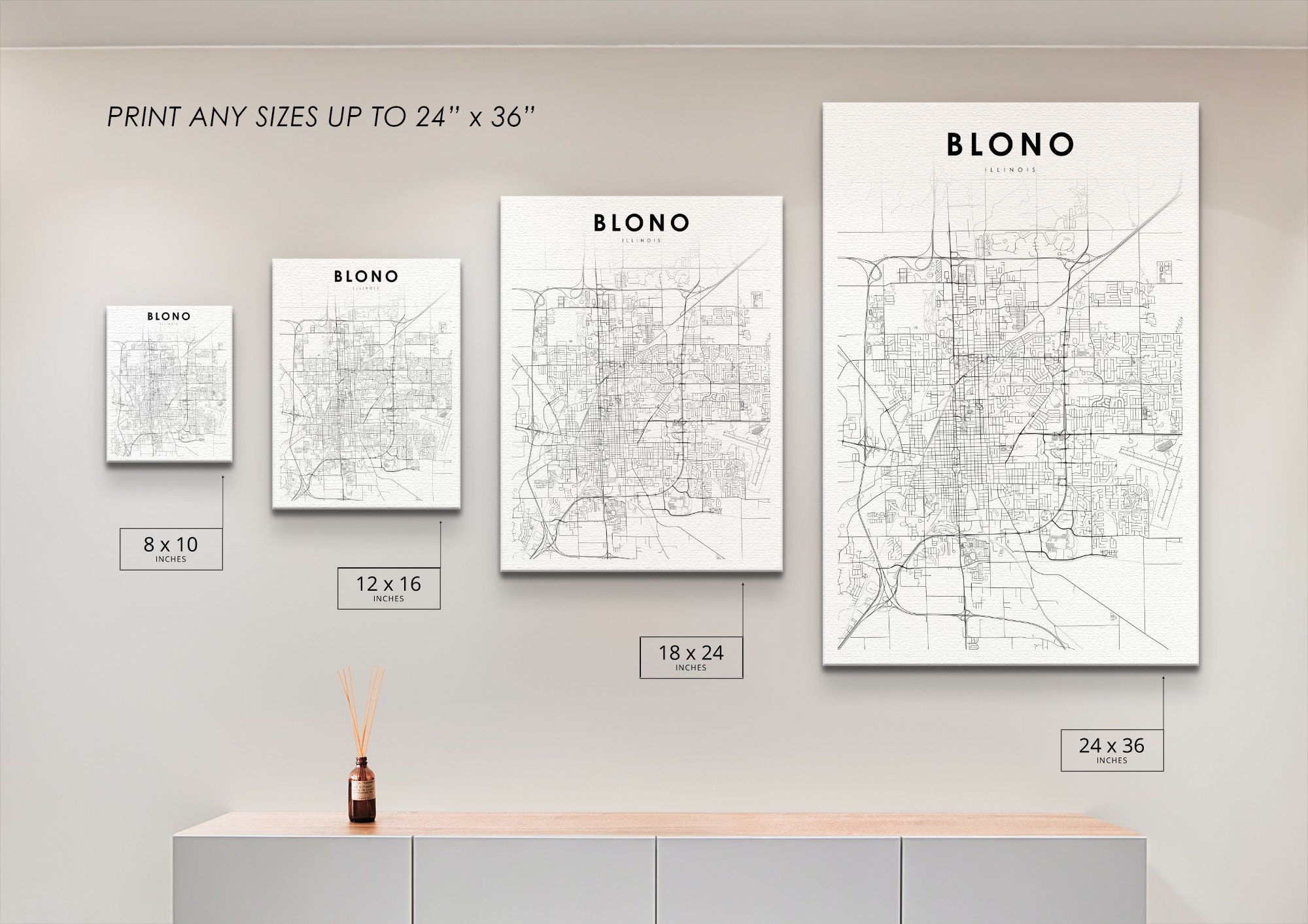 Bloomington-normal IL Map Print Illinois USA Map Art Poster | Etsy