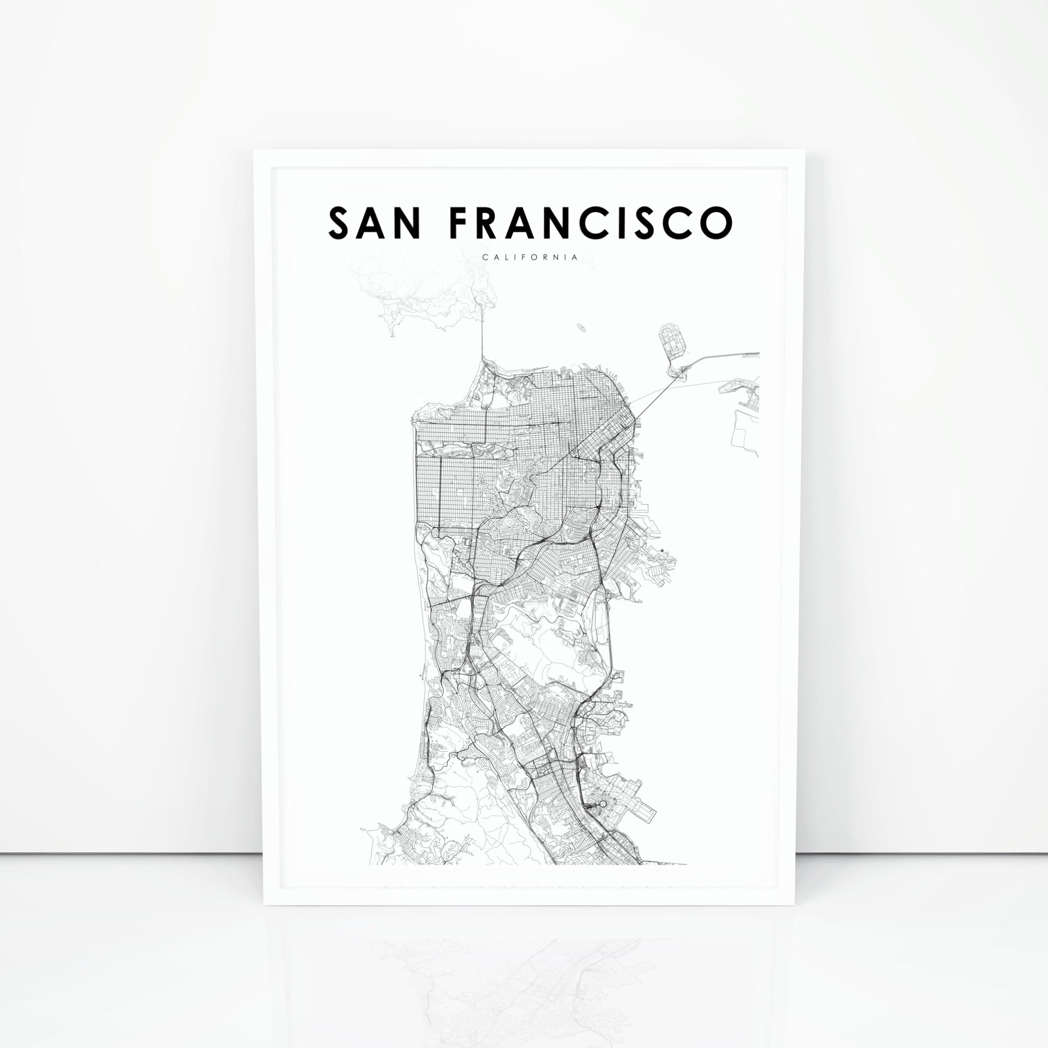 San Francisco Peninsula CA Map Print California USA Map Art | Etsy