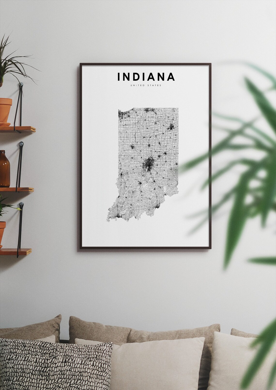Indiana Map Print State Road Map Print IN USA United States | Etsy