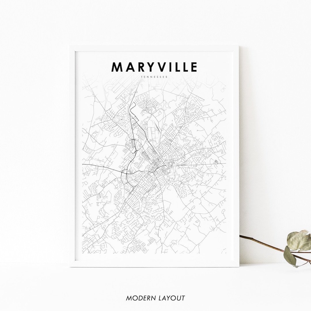 Maryville TN Map Print, Tennessee USA Map Art Poster Blount County City ...