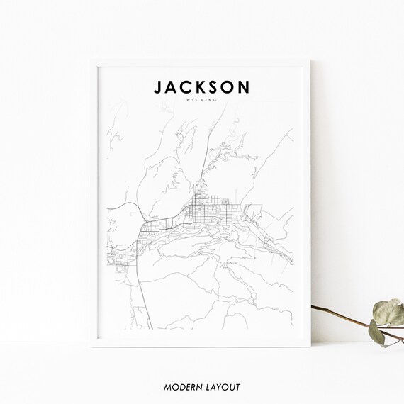Jackson WY Map Print Wyoming USA Map Art Poster Teton - Etsy