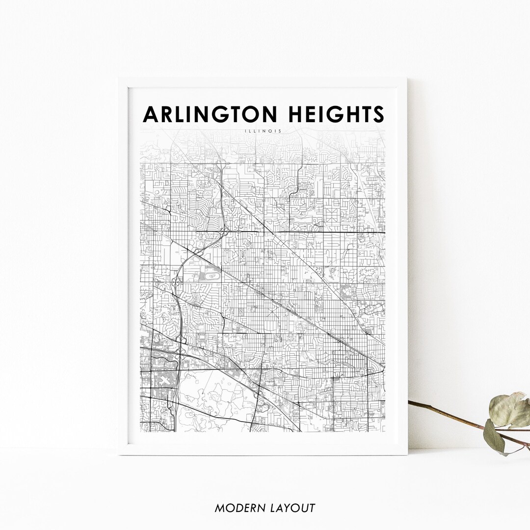 Arlington Heights IL Map Print, Illinois USA Map Art Poster, City ...