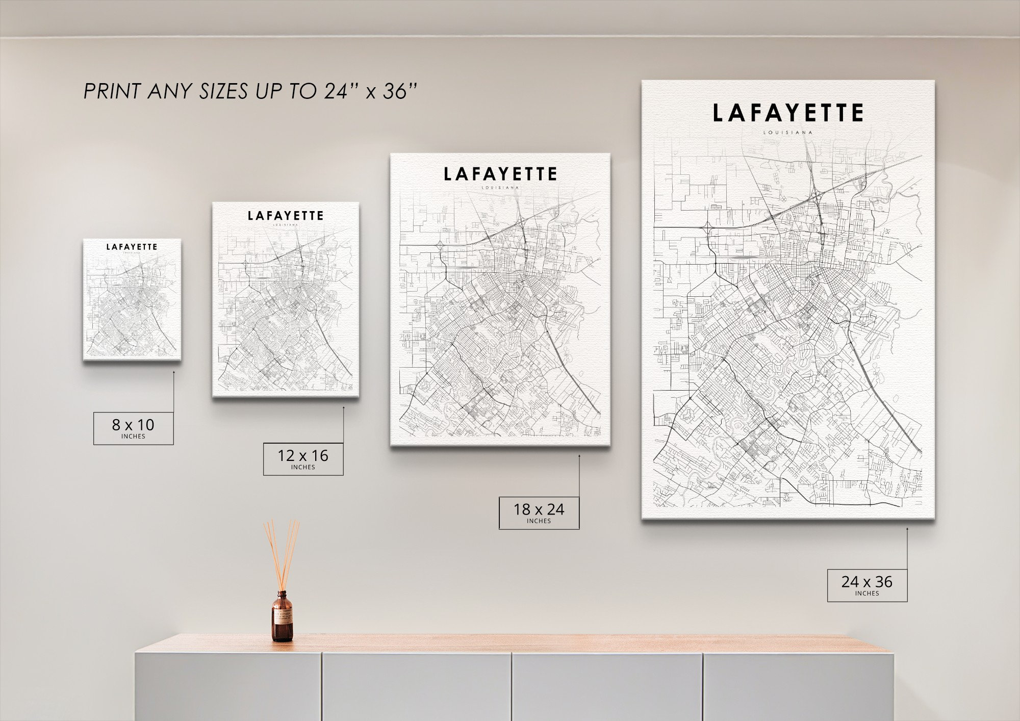 Lafayette LA Map Print Louisiana USA Map Art Poster City | Etsy