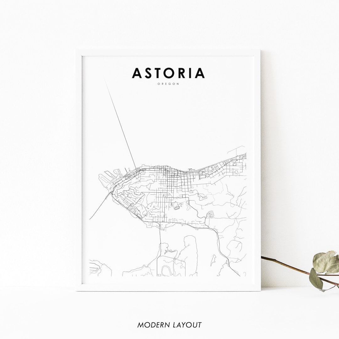 Astoria OR Map Print, Oregon USA Map Art Poster, Clatsop County, City ...