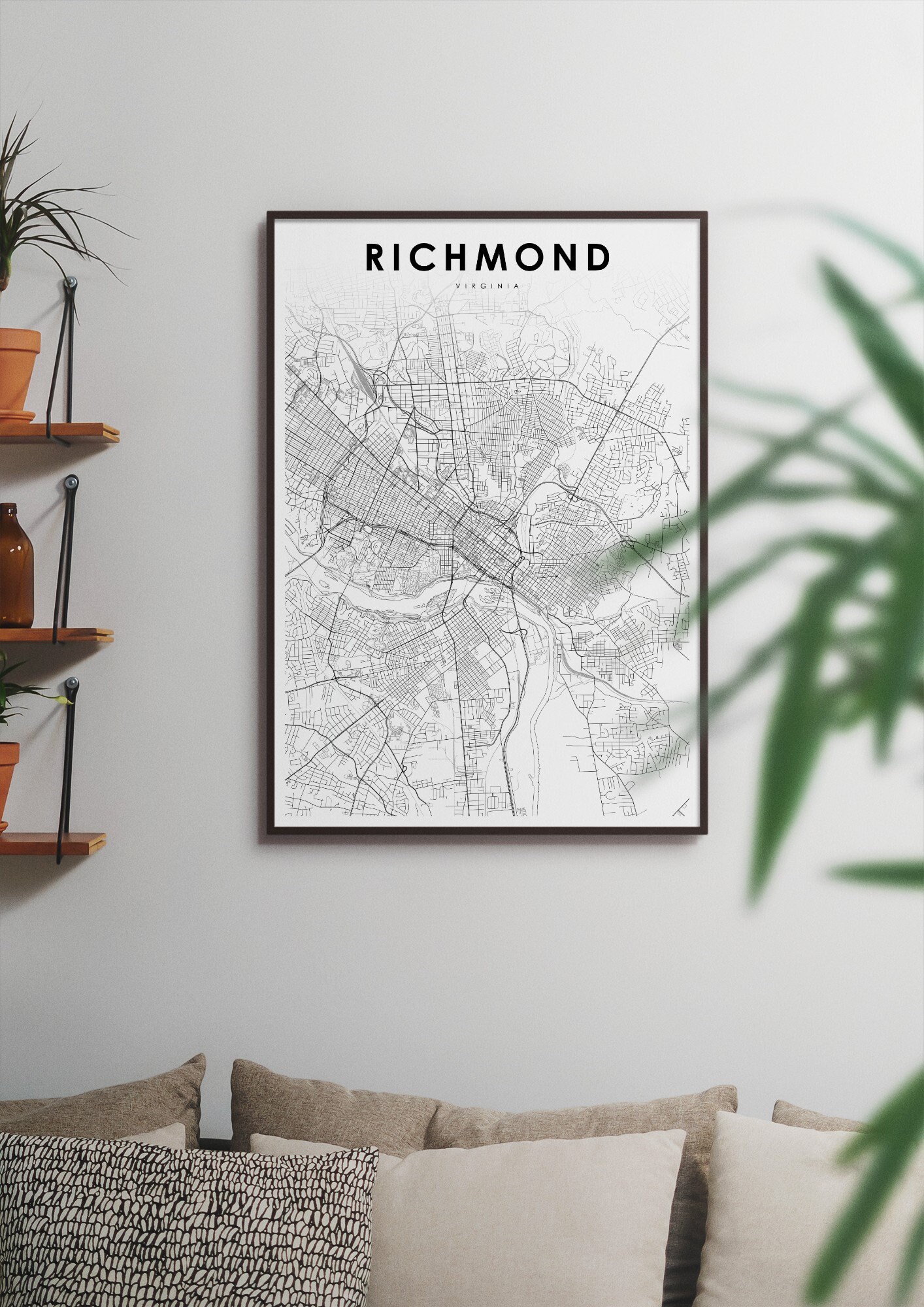Richmond VA Map Print, Virginia USA Map Art Poster, City Street Road ...