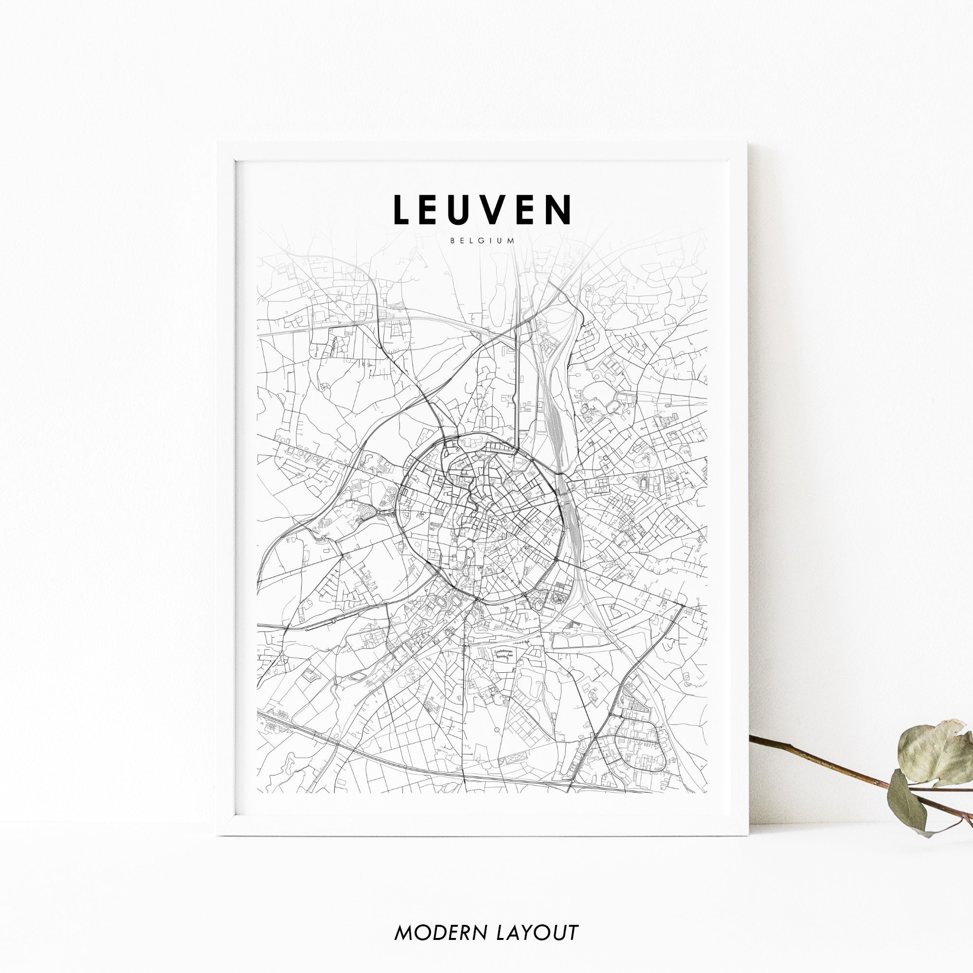 Leuven Belgium Map Print Map Art Poster Louvain Löwen | Etsy