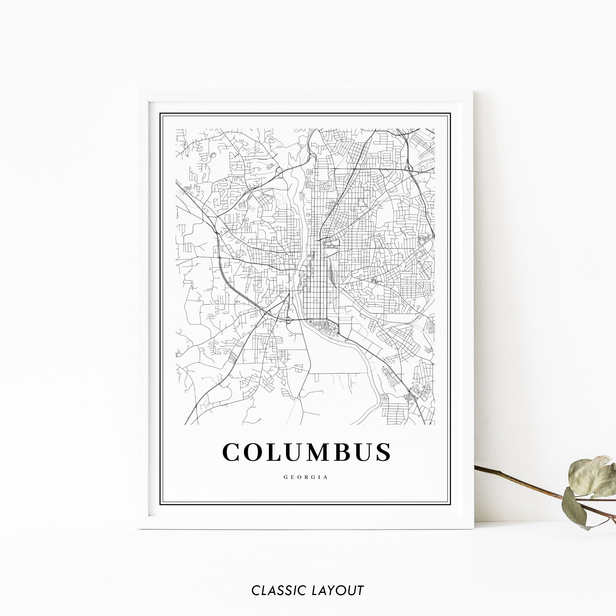 Columbus GA Map Print Georgia USA Map Art Poster City Street | Etsy