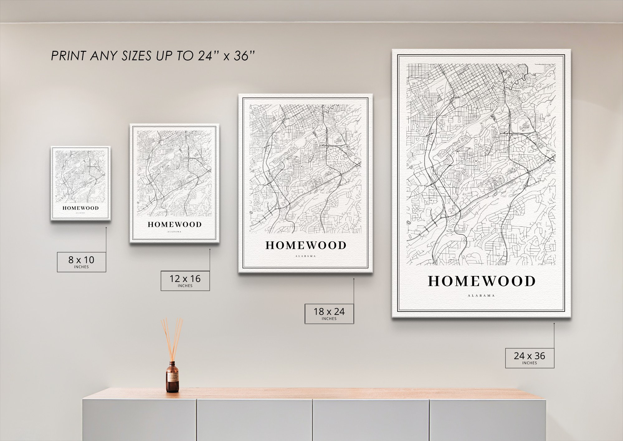 Homewood AL Map Print Alabama USA Map Art Poster Birmingham | Etsy