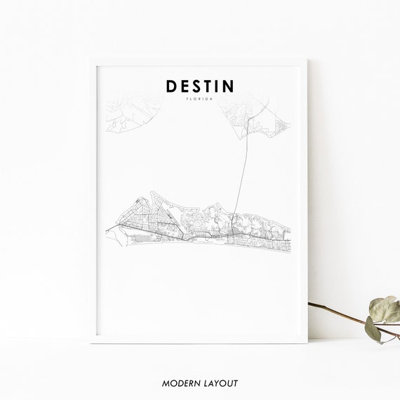 Destin FL Map Print Florida USA Map Art Poster Henderson - Etsy