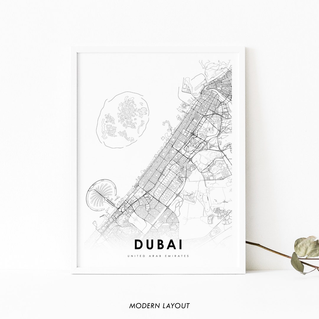 Dubai UAE Map Print, United Arab Emirates Map Art Poster, دبي Dubay ...