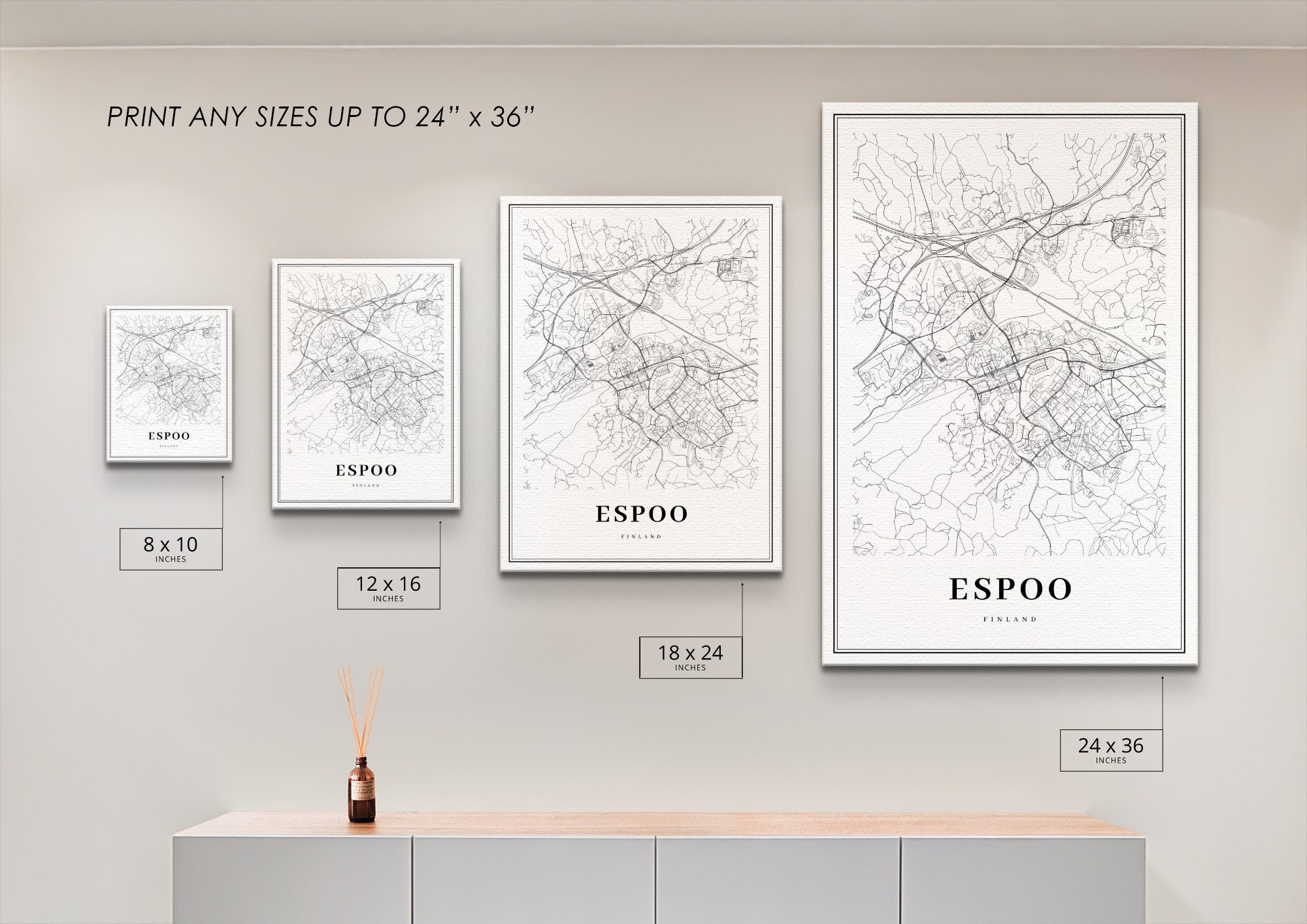 Espoo Finland Map Print Map Art Poster Esbo Uusimaa Suomi | Etsy