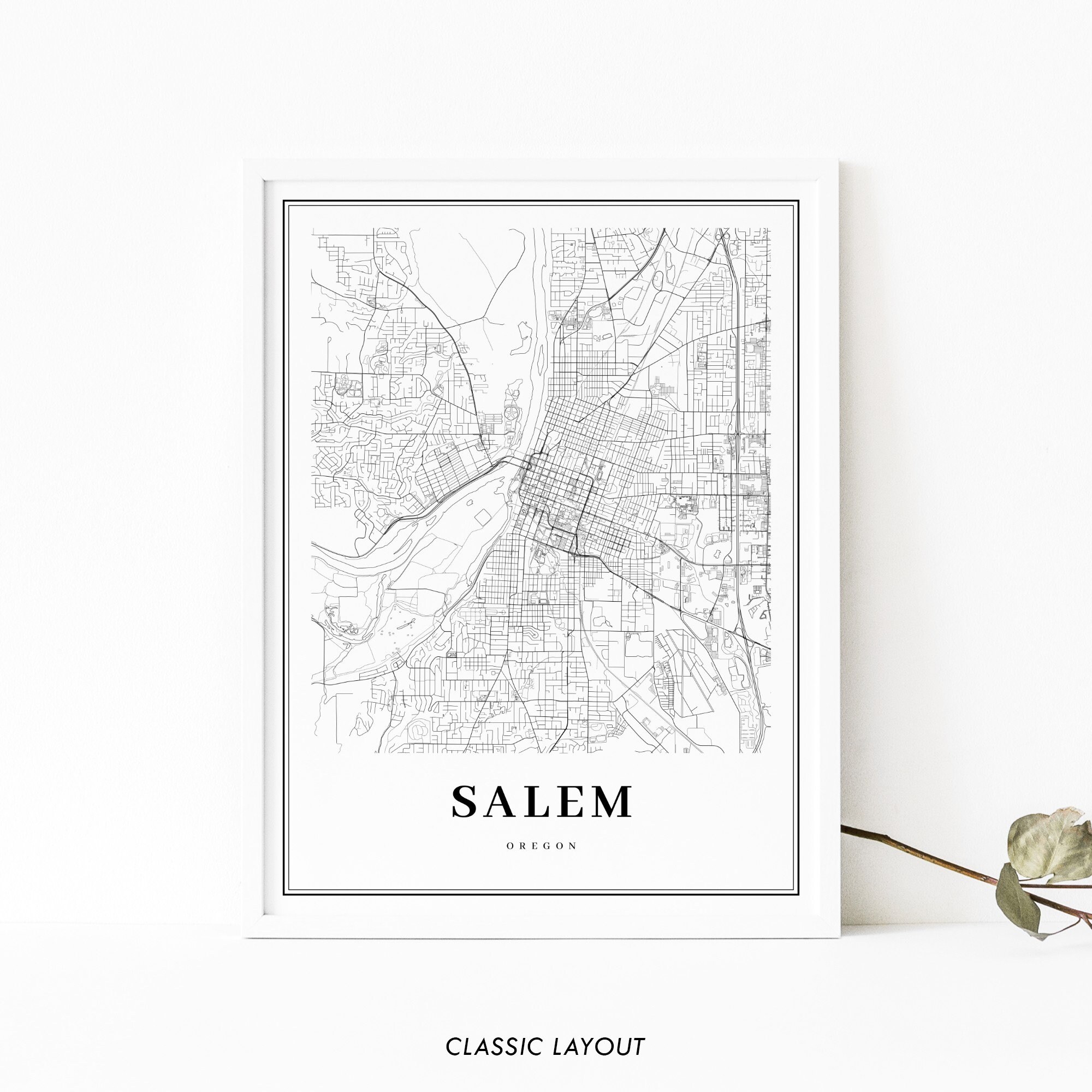 Salem OR Map Print Oregon USA Map Art Poster Marion - Etsy