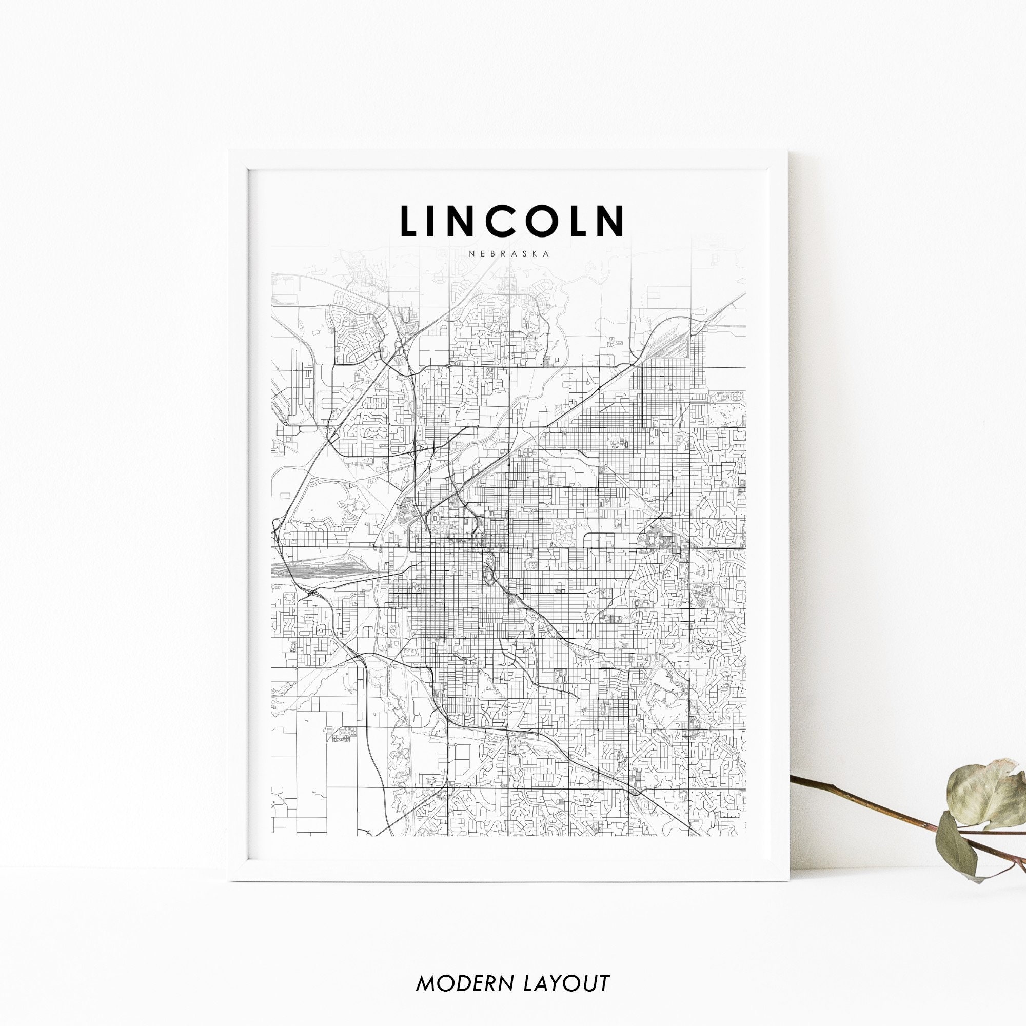 Art & Collectibles Lincoln Nebraska City Map Art Lincoln Map Print Map ...