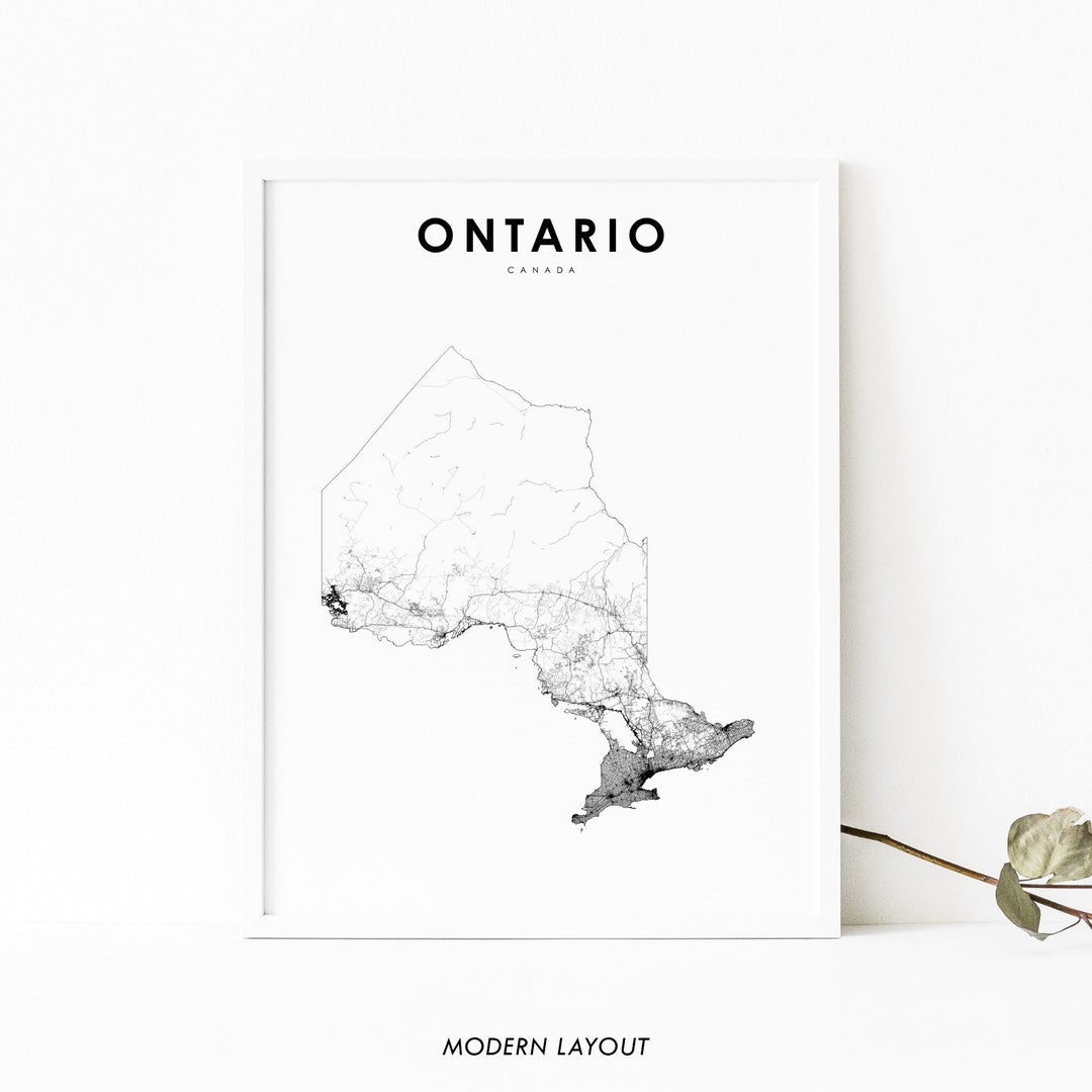 Ontario Canada Map Print, Road Map Print, ON Canada Toronto GTA Map Art ...