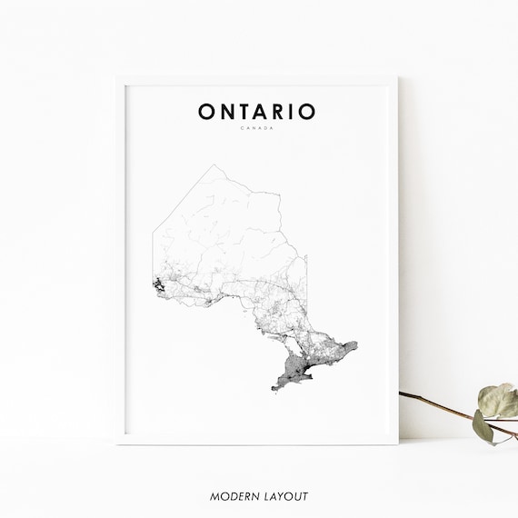 Ontario Canada Map Print Road Map Print ON Canada Toronto | Etsy