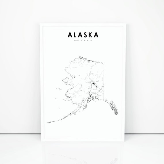 Alaska Map Print State Road Map Print AK USA United States | Etsy