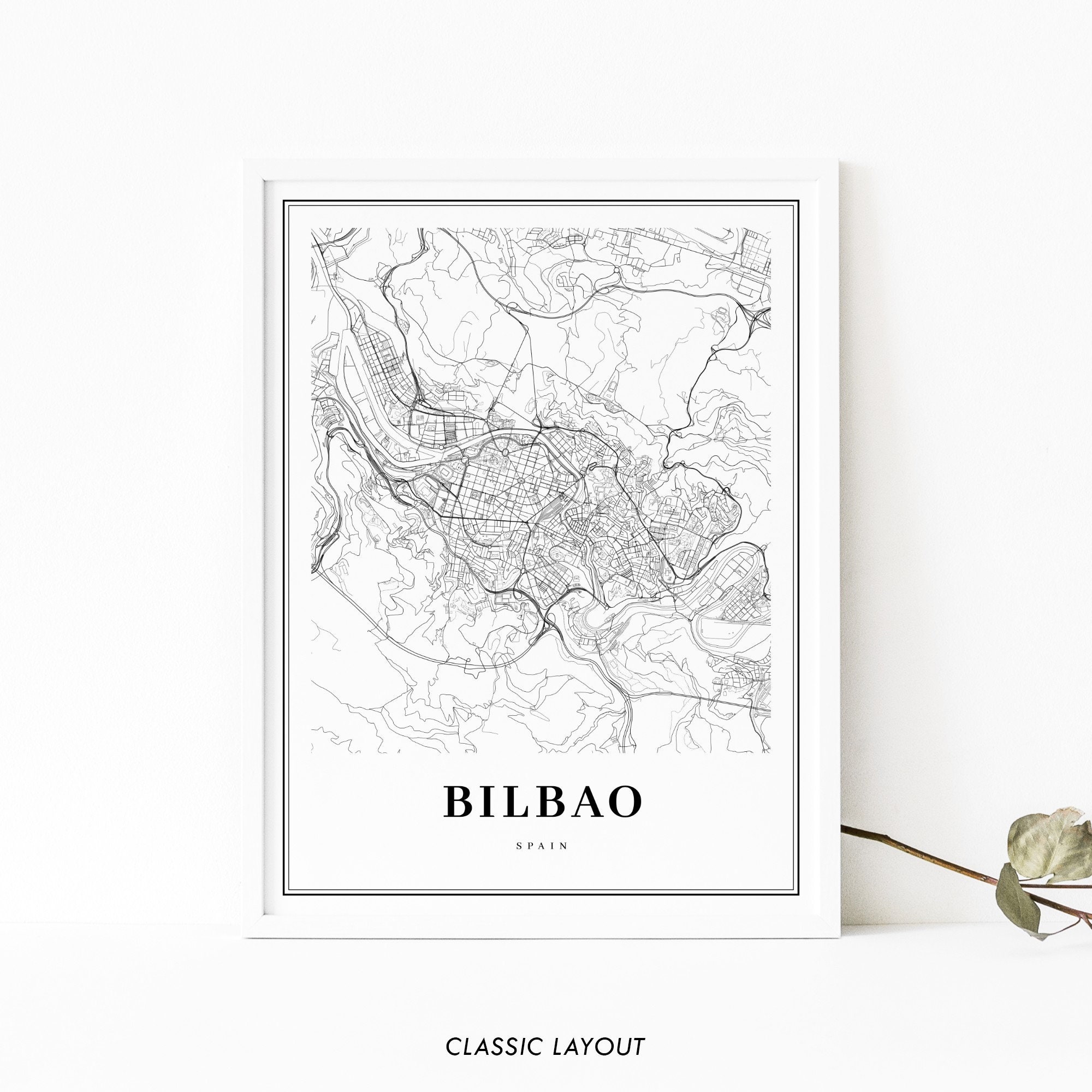 Bilbao Spain Map Print Map Art Poster Bilbo Biscay Basque | Etsy