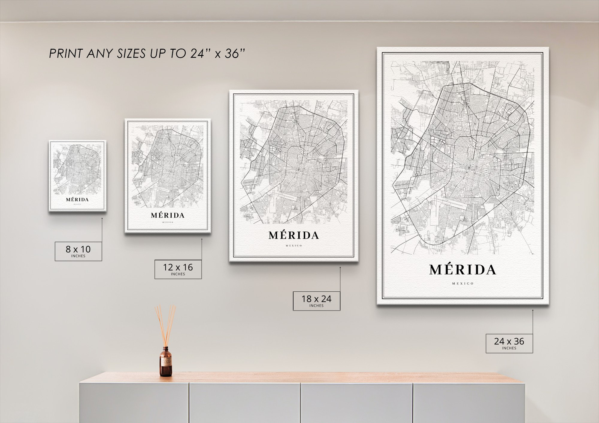 Mérida Mexico Map Print Merida México Yucatán Map Art Poster | Etsy