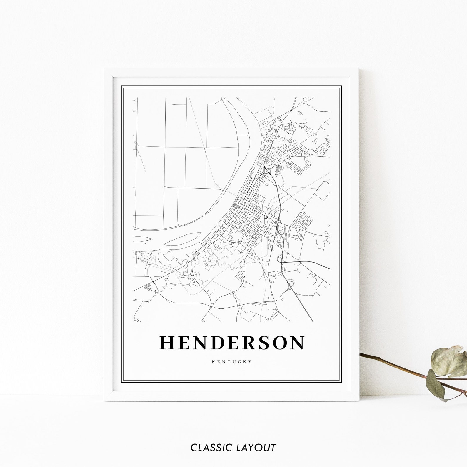 Henderson KY Map Print Kentucky USA Map Art Poster | Etsy