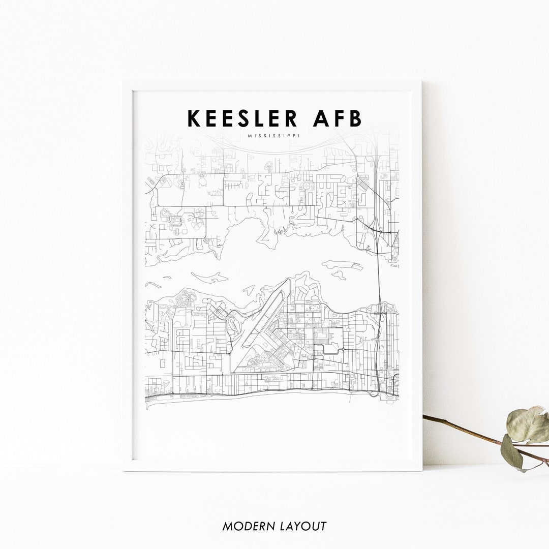 Keesler AFB MS Map Print, Biloxi Mississippi USA Map Art Poster, Air ...
