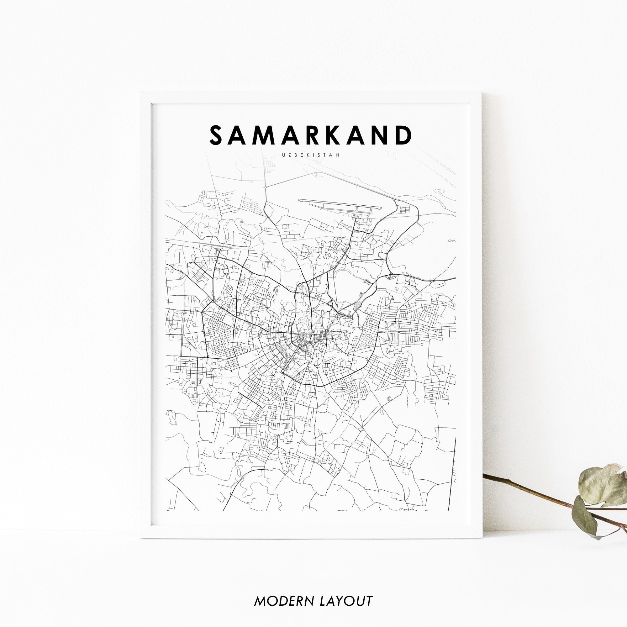 Samarkand Uzbekistan Map Print Map Art Poster Samarqand | Etsy