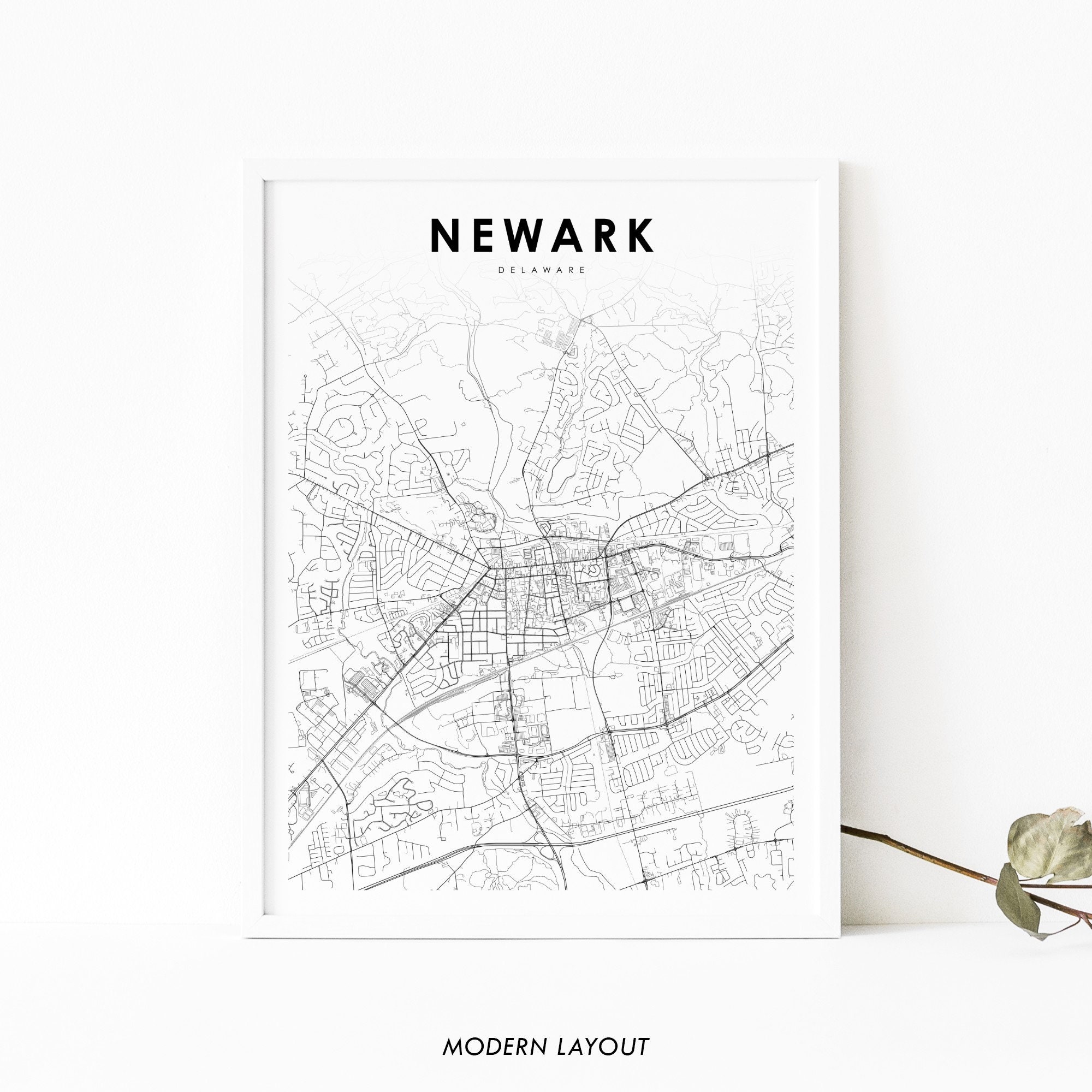 Newark DE Map Print Delaware USA Map Art Poster New Castle | Etsy