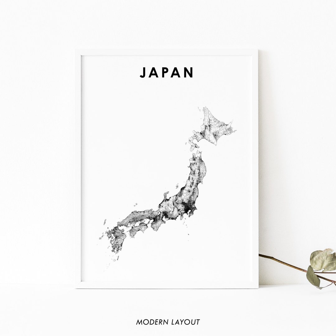 Japan Map Print, Country Road Map Poster, 日本 日本国 Tokyo Map Art, Nursery ...