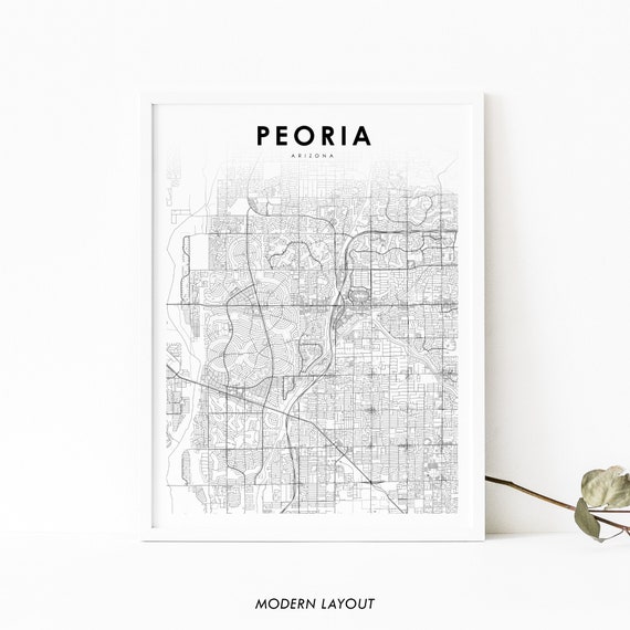 Peoria AZ Map Print Arizona USA Map Art Poster Glendale | Etsy