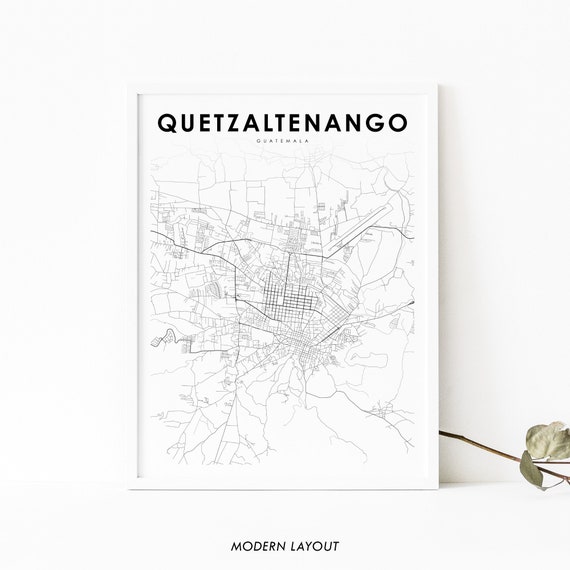 Quetzaltenango Guatemala Map Print Map Art Poster Xelajú | Etsy