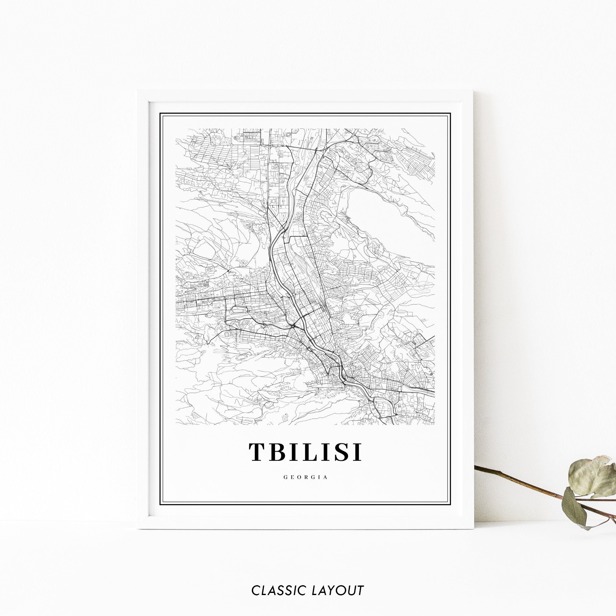 Tbilisi Georgia Map Print Map Art Poster თბილისი Tiflis City | Etsy