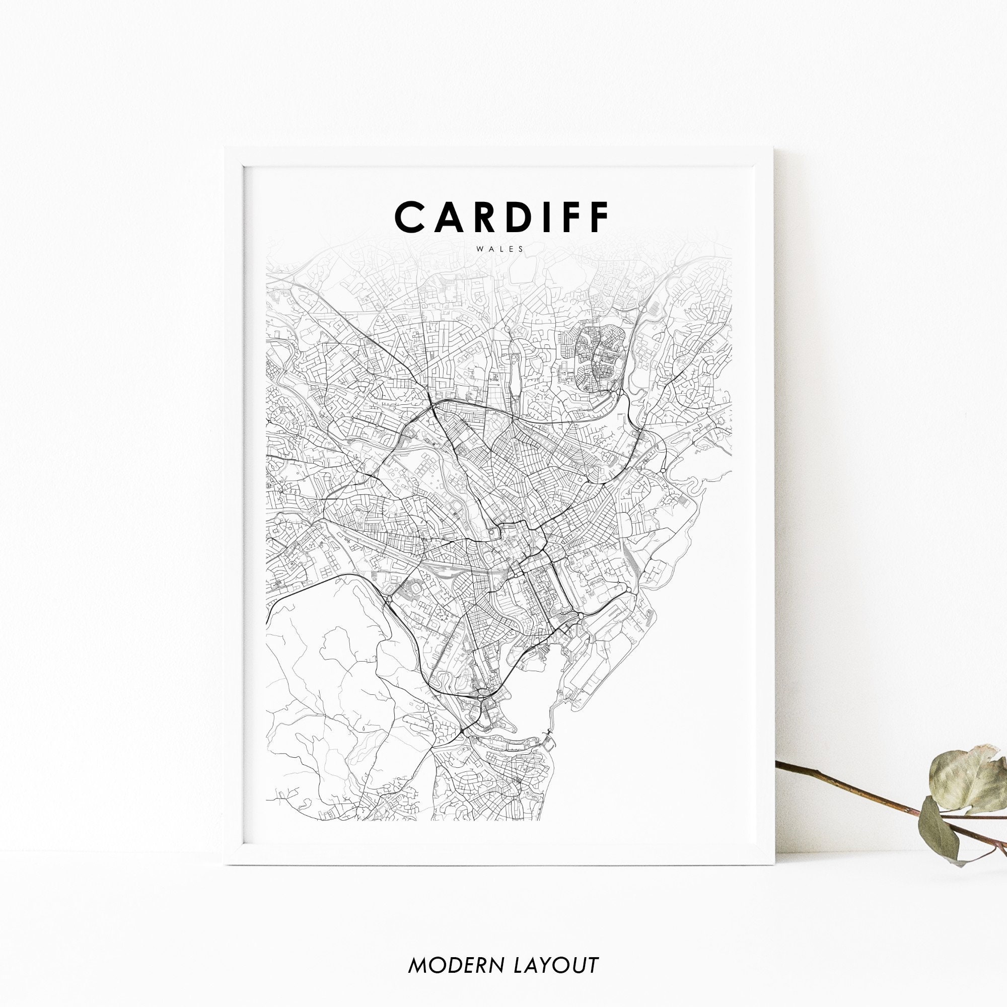 Cardiff UK Map Print Wales United Kingdom Map Art Poster - Etsy