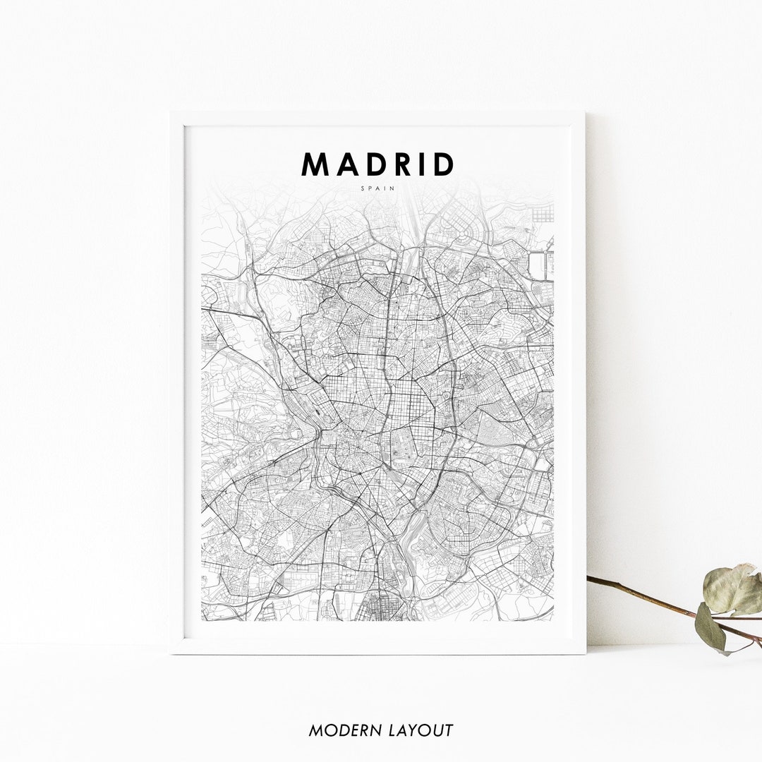 Madrid Spain Map Print, España Map Art Poster, City Street Road Map ...