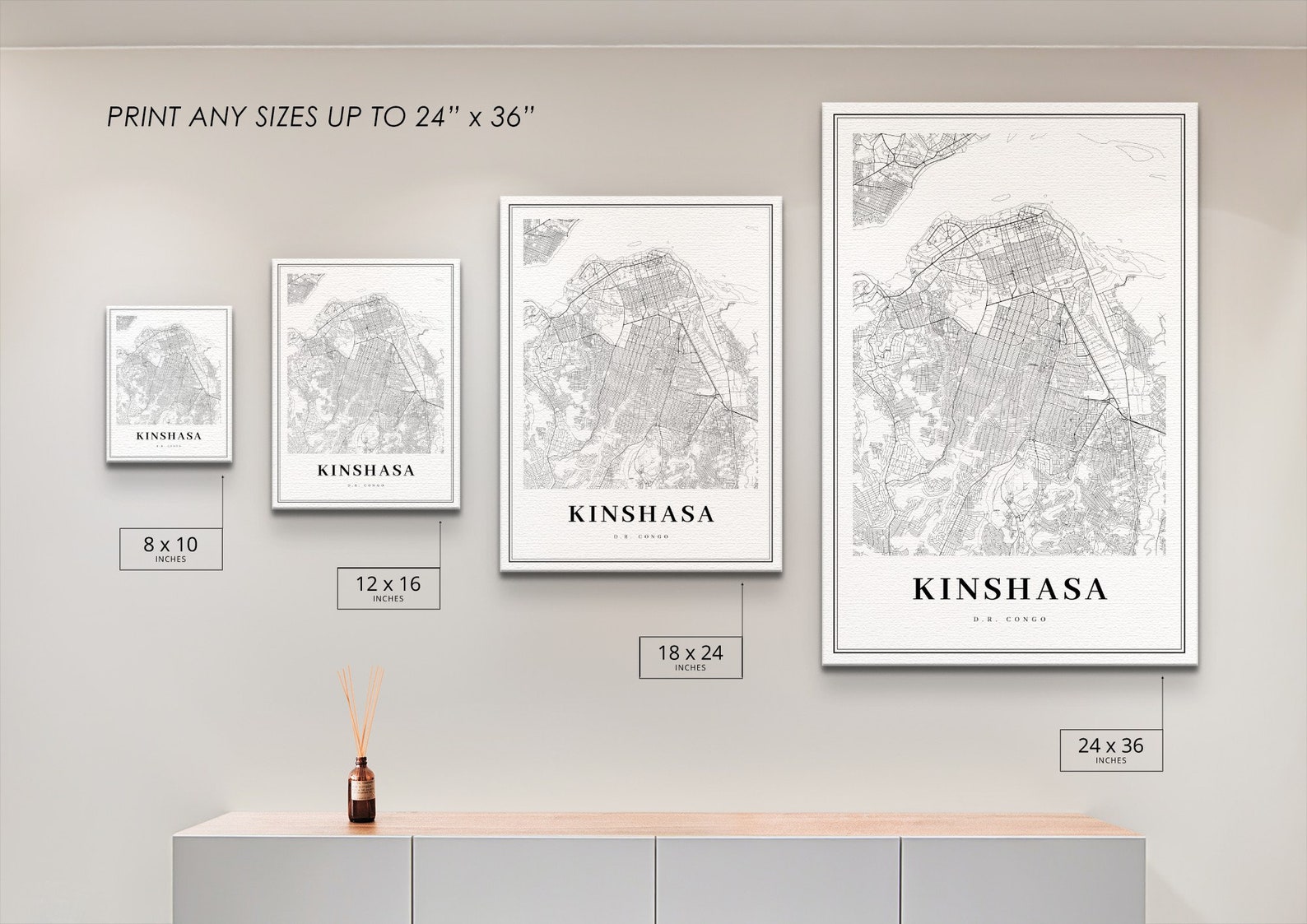 Kinshasa DR Congo Map Print Map Art Poster Léopoldville DRC | Etsy