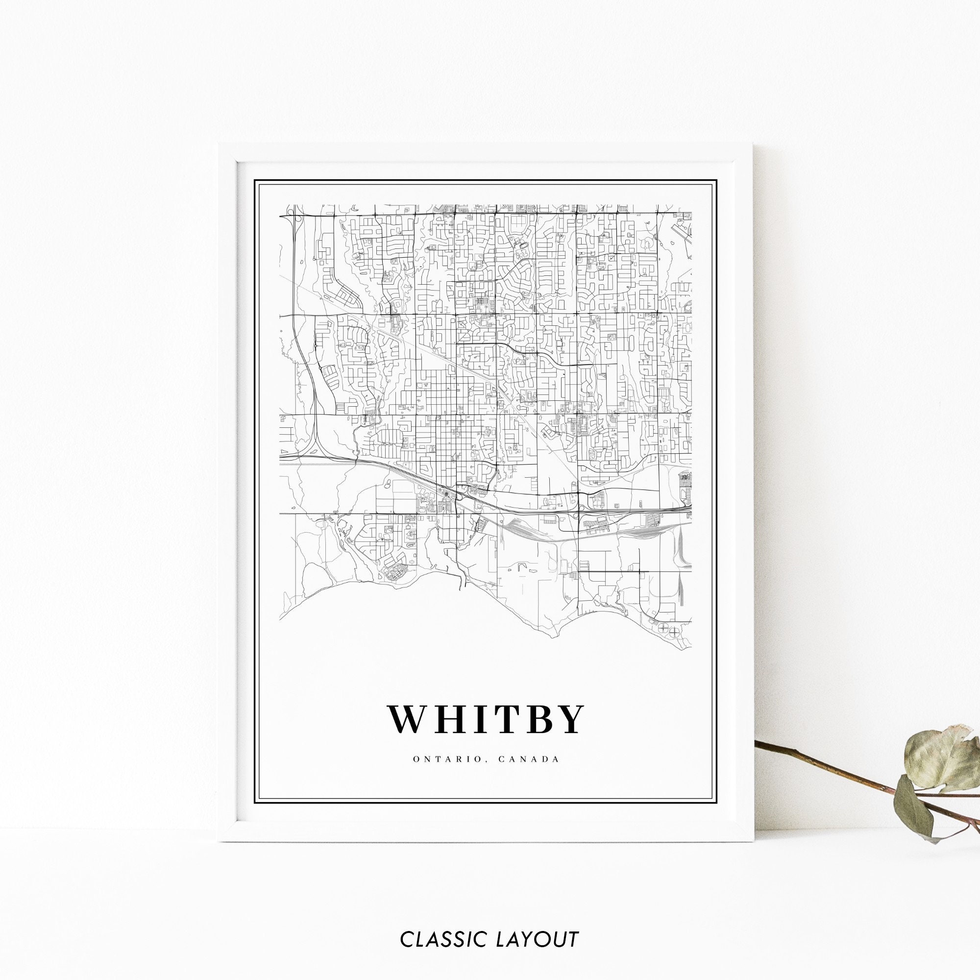 Whitby Ontario Map Print, ON Canada Map Art Poster, Ajax Oshawa, City ...
