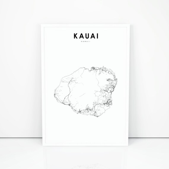 Kauai HI Map Print Hawaii USA Map Art Poster Kauaʻi Hawaiian | Etsy