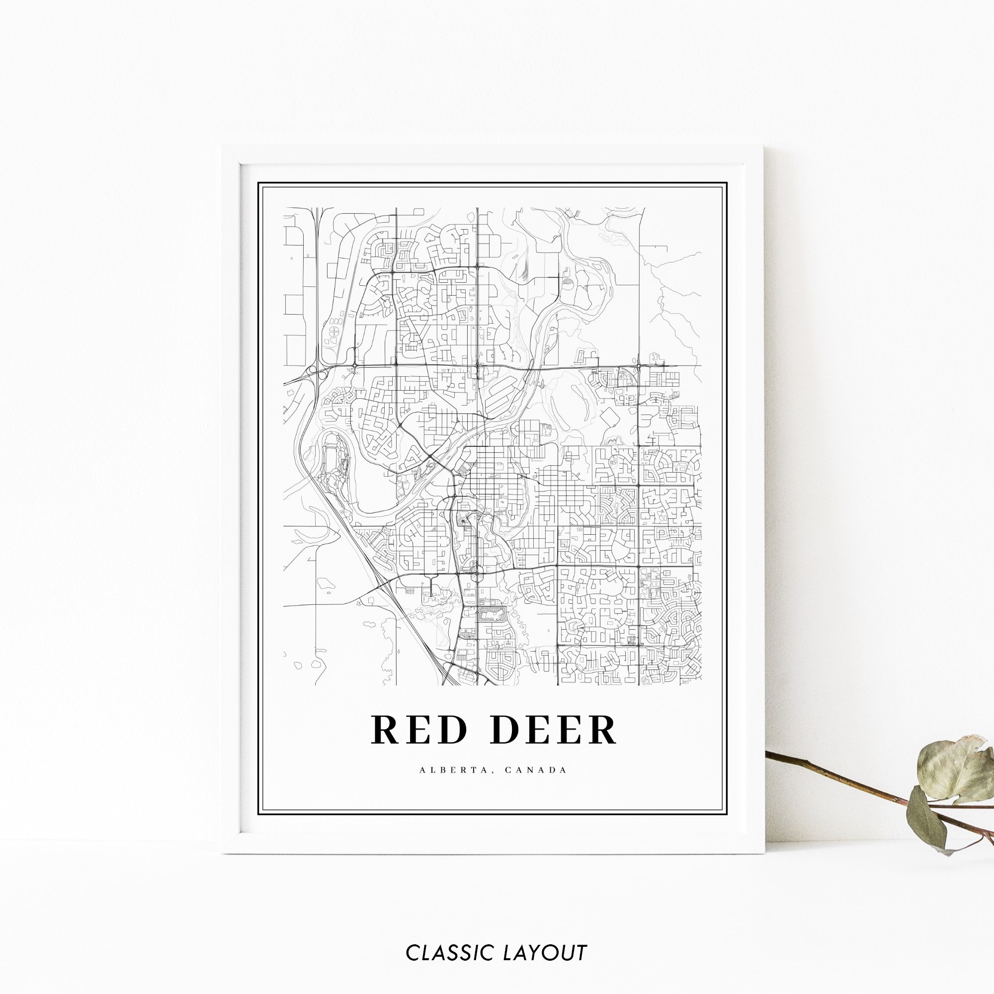 Red Deer Alberta Map Print AB Canada Map Art Poster Edmonton | Etsy