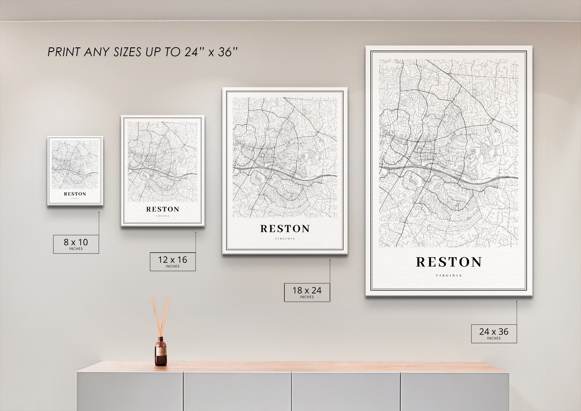 Reston VA Map Print Virginia USA Map Art Poster Fairfax - Etsy