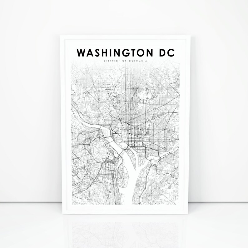 Washington DC Map Print District of Columbia USA Map Art | Etsy