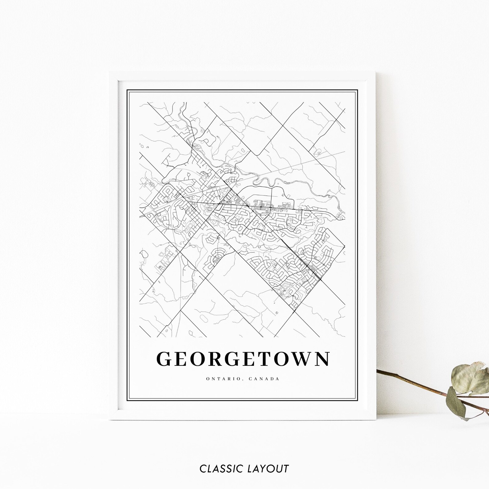Georgetown Ontario Map Print, ON Canada Map Art Poster, Halton Hills ...