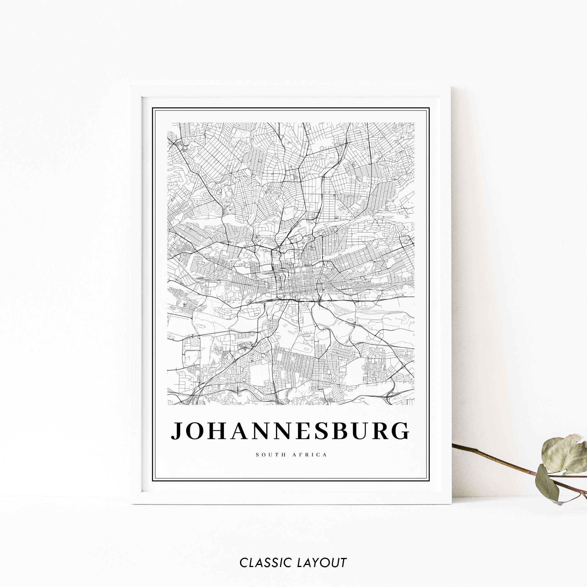 Johannesburg South Africa Map Print Map Art Poster City | Etsy