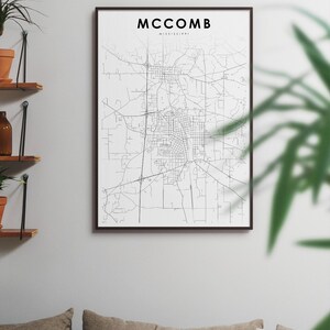 Mccomb MS Map Print, Mississippi USA Map Art Poster, Pike County, City ...