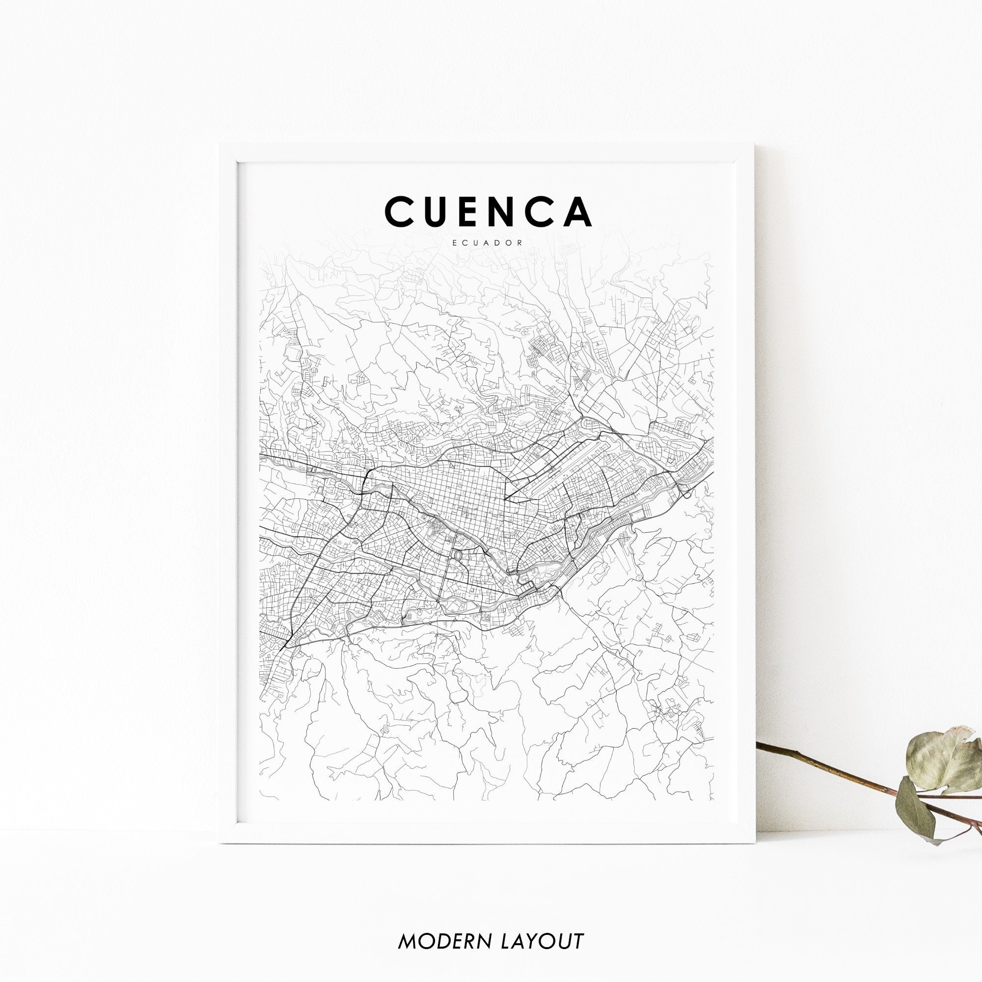 Cuenca Ecuador Map Print, Map Art Poster, Santa Ana Cuatro Ríos, City ...
