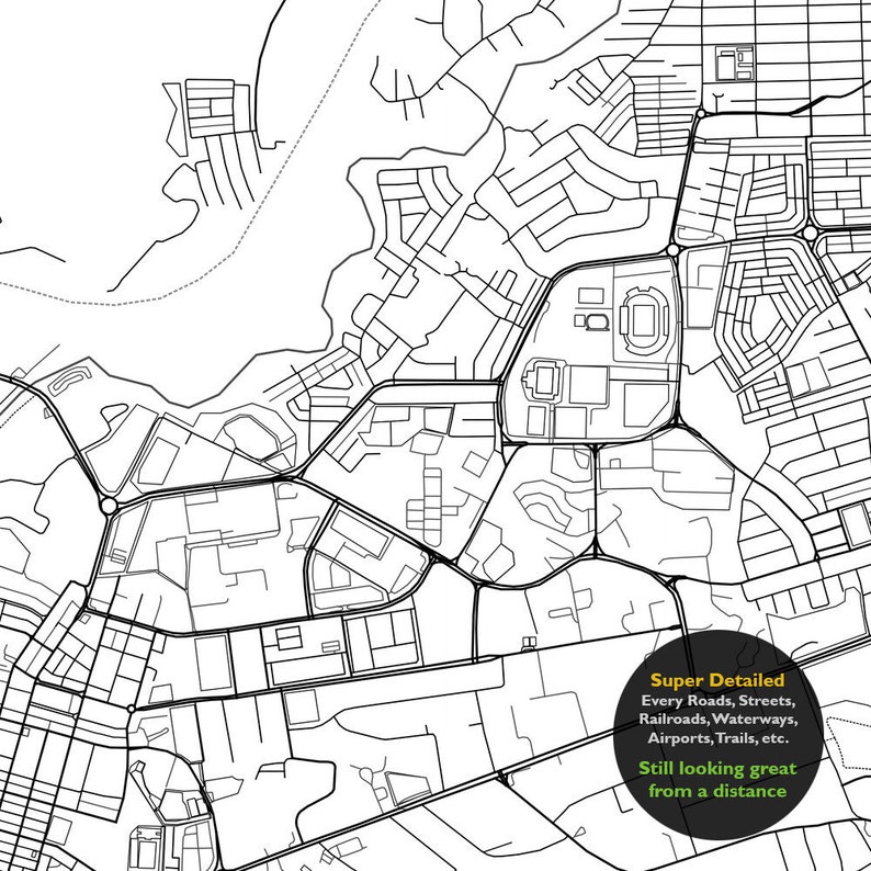 Ipoh Malaysia Map Print Map Art Poster 怡保 Perak City Street | Etsy