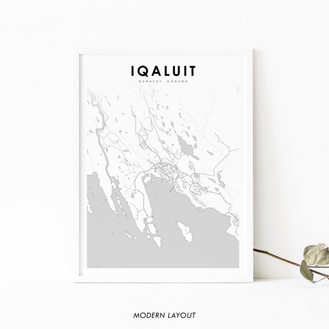 Iqaluit Nunavut Map Print, ON Canada Art Poster, Frobisher Bay, City ...