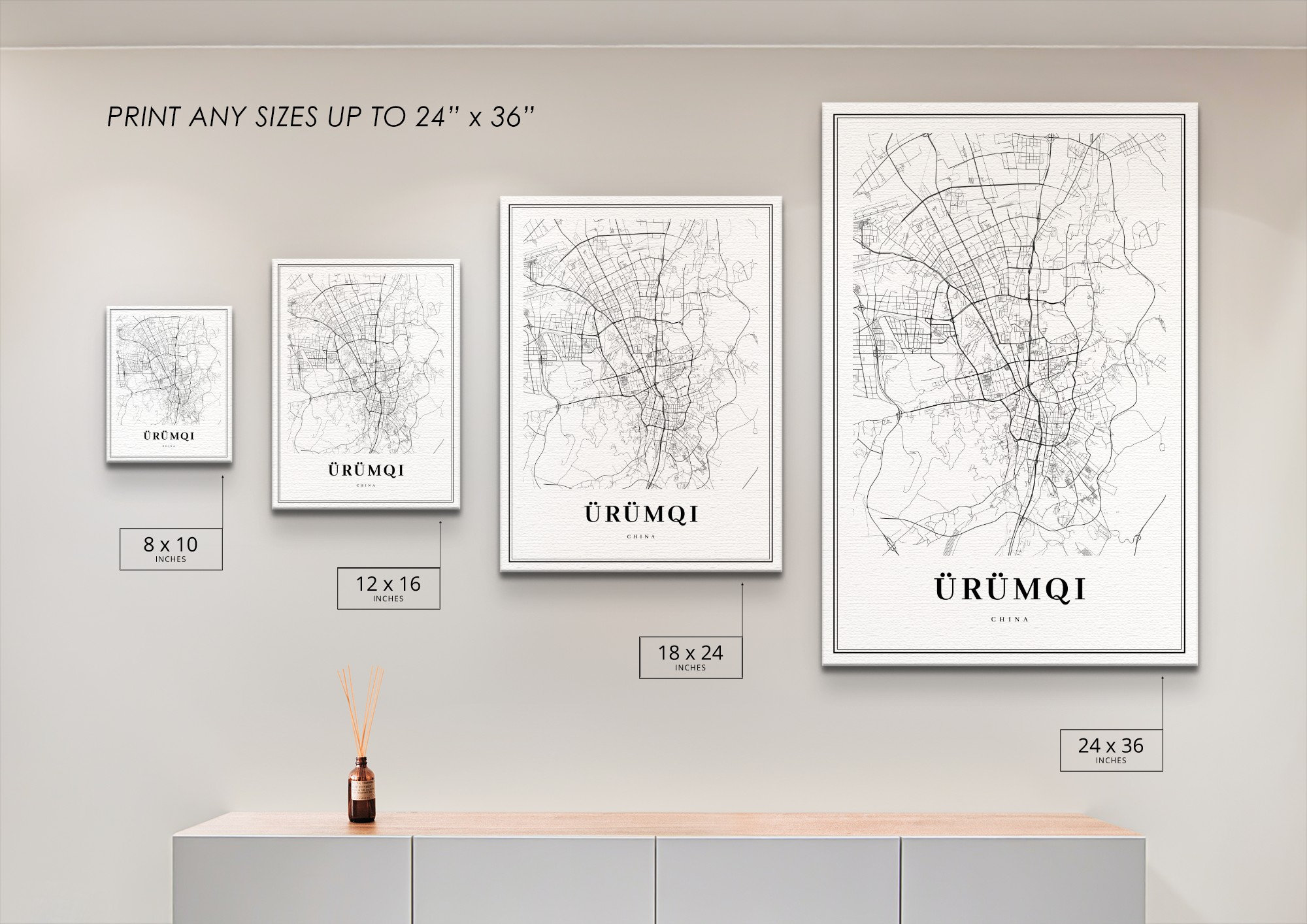 Urumqi China Map Print Ürümqi Xinjiang Map Art Poster | Etsy