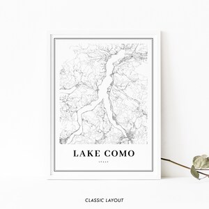 Lake Como Italy Map Print, Map Art Poster, Lago Di Como Italia, City ...