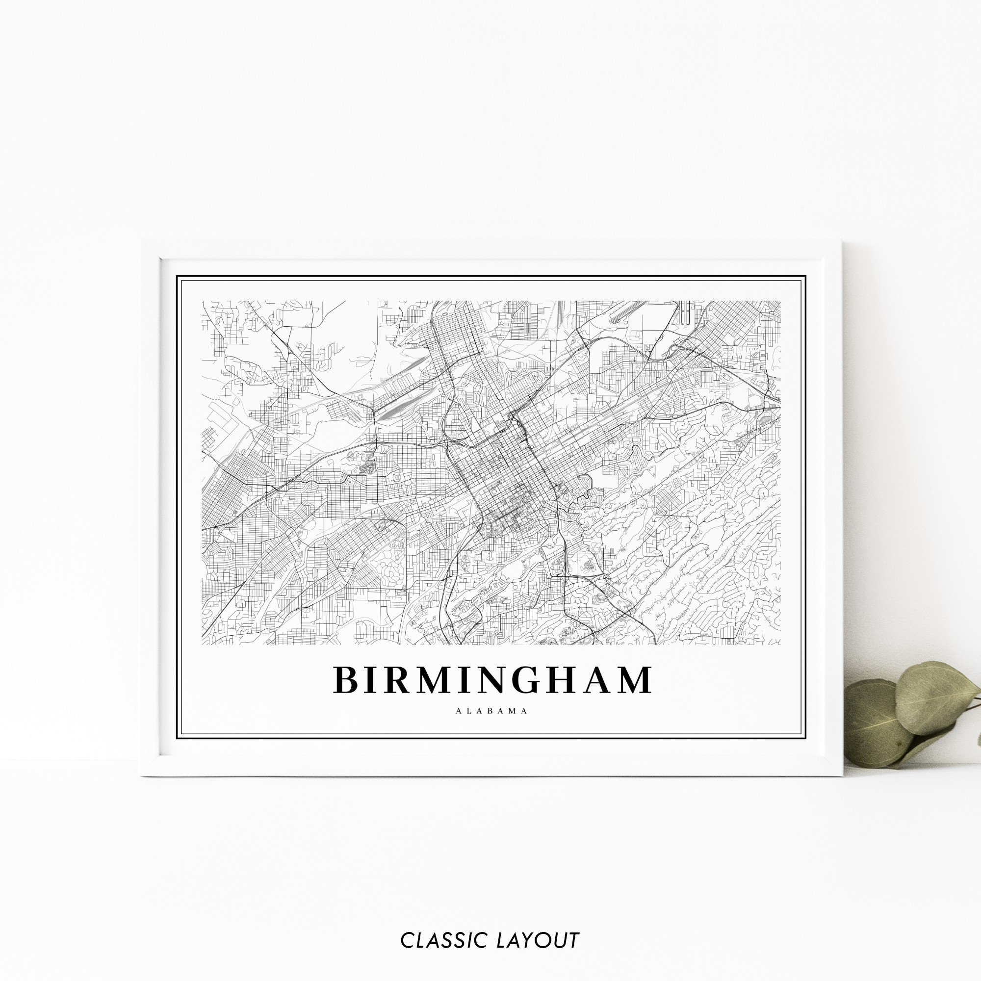 Birmingham AL Map Print, Alabama USA Map Art Poster, United States City ...